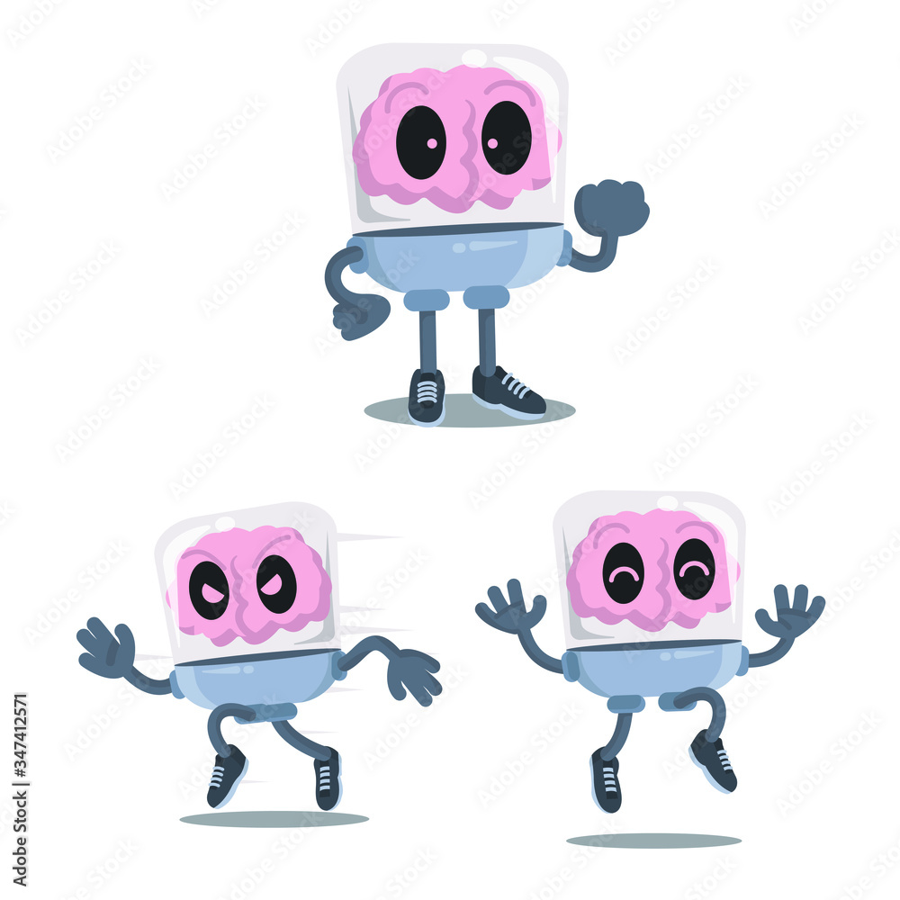 brain mascot logos, cartoon characters Stock Vector | Adobe Stock