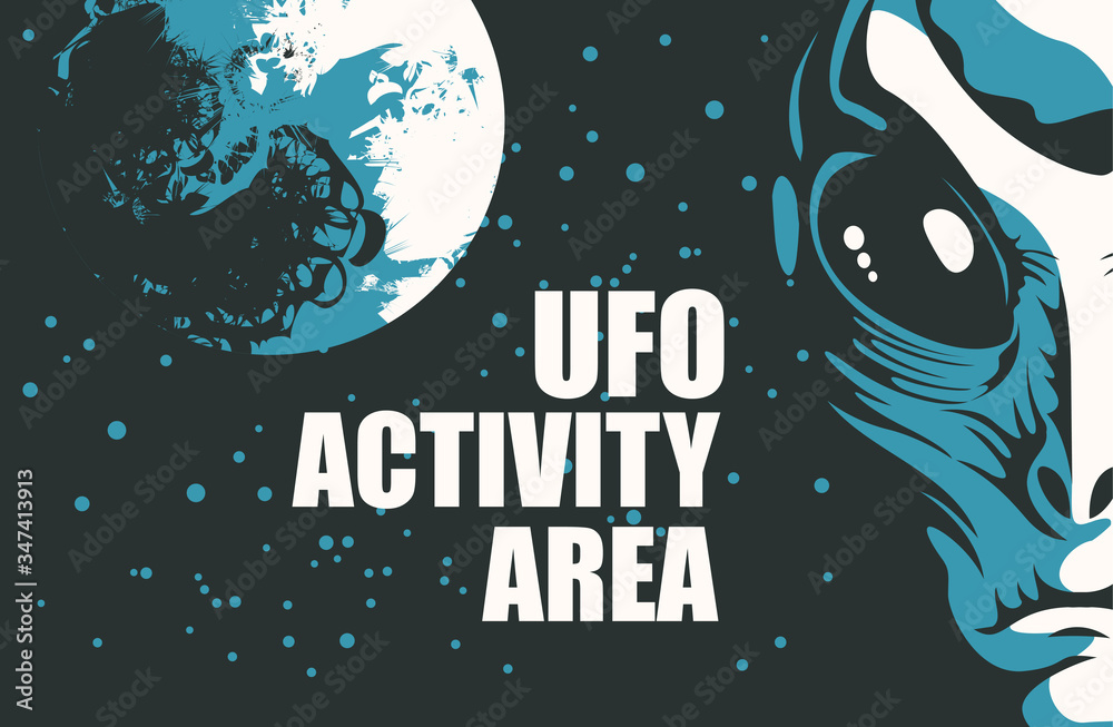 Vector banner on the theme of alien invasion with the words UFO ...