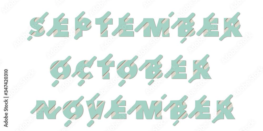 The original inscriptions or lettering of the names of the months of ...