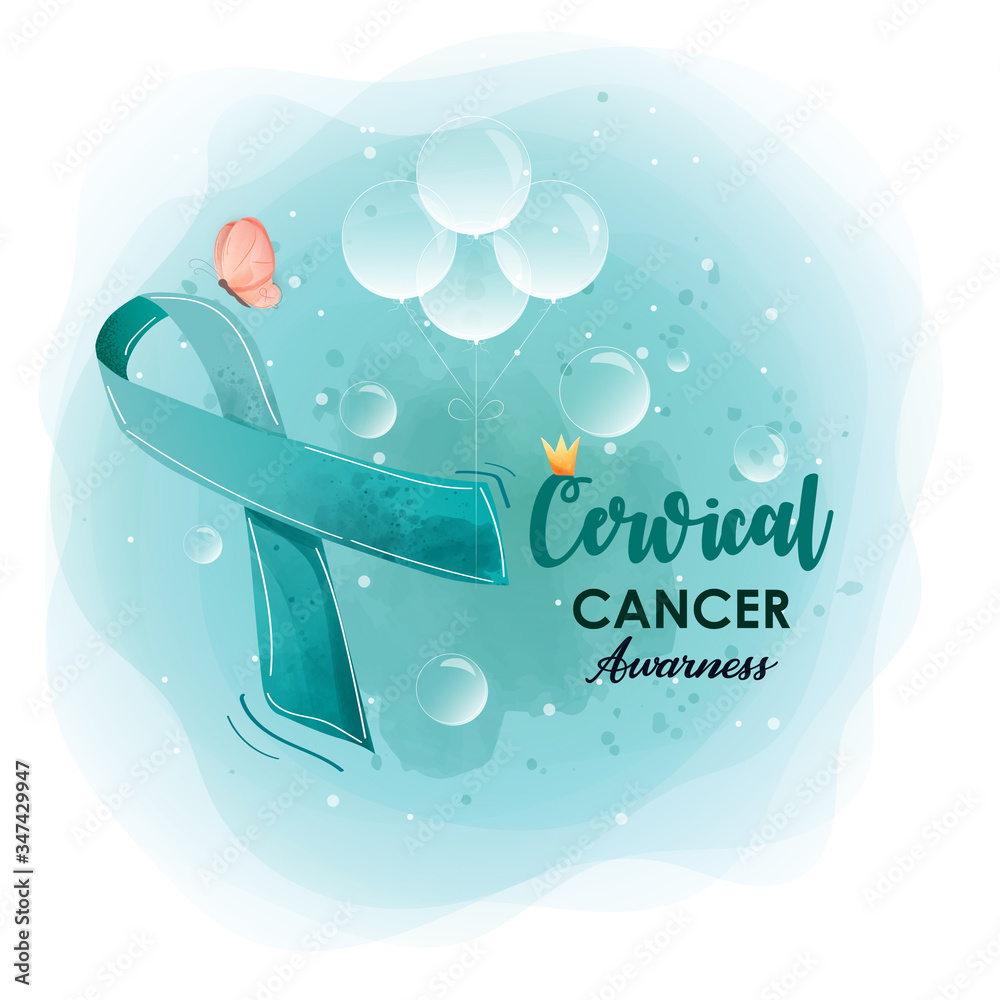 Cervical Cancer Ribbon Butterfly