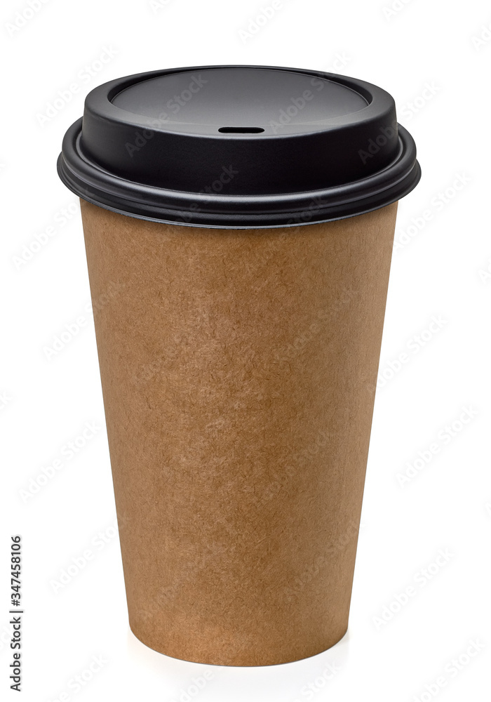 Blank disposable takeaway kraft coffee cup isolated on white background ...