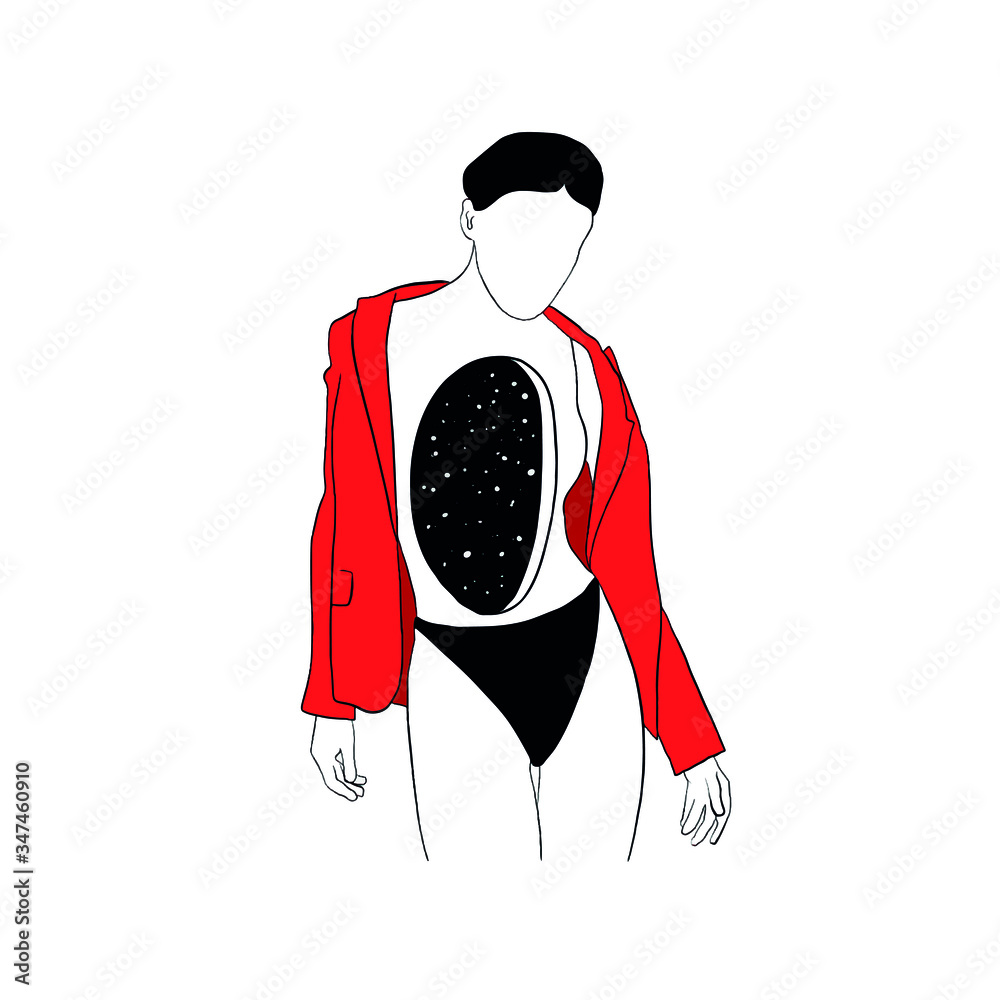 Woman with cosmic space inside. Night sky with stars in human of female ...