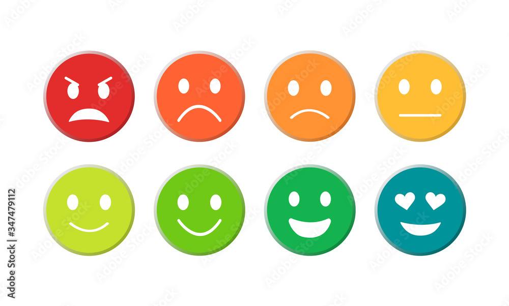 Smileys with a mood. Set of emoticons. Moods from bad to good. Vector ...