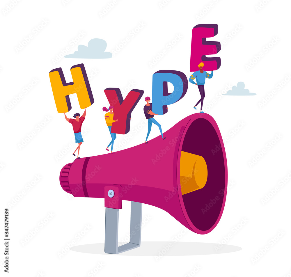 Tiny Male and Female Character Hold Huge Letters Stand on Megaphone ...