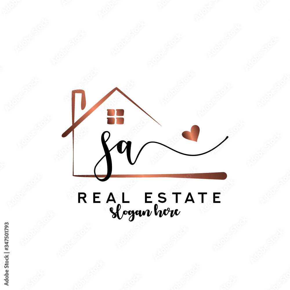 Initial handwriting SA with Real estate logo concept, real estate logo ...
