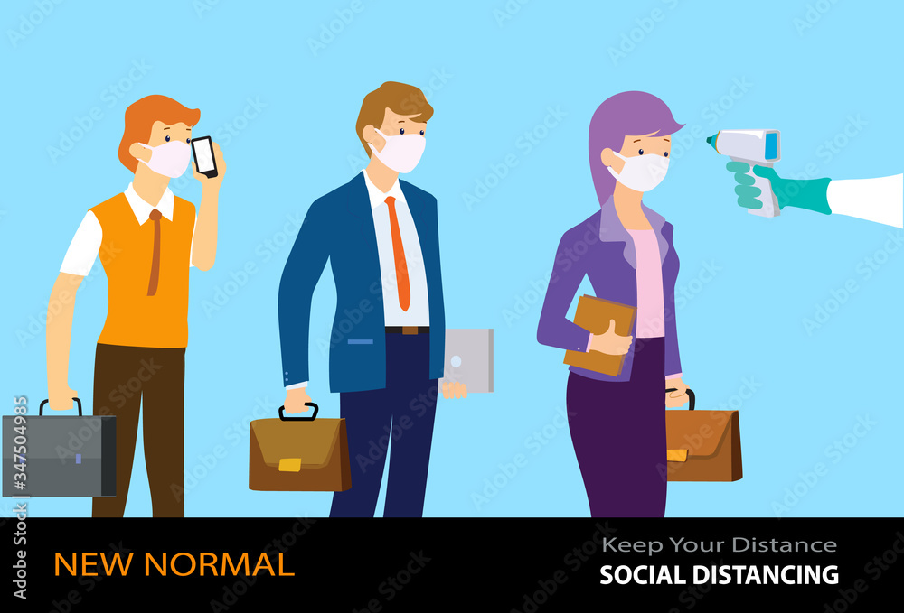 New normal ,Social distancing concept,People keep distance of checking ...