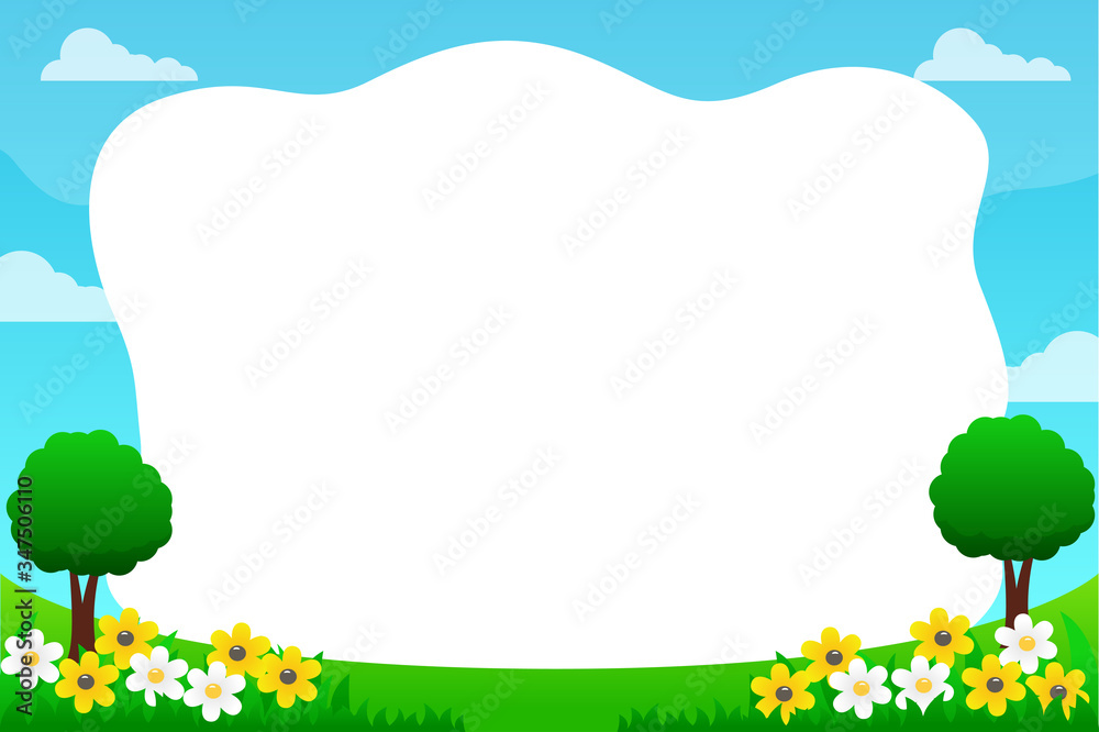Nature landscape vector illustration with blank white space. Frame ...