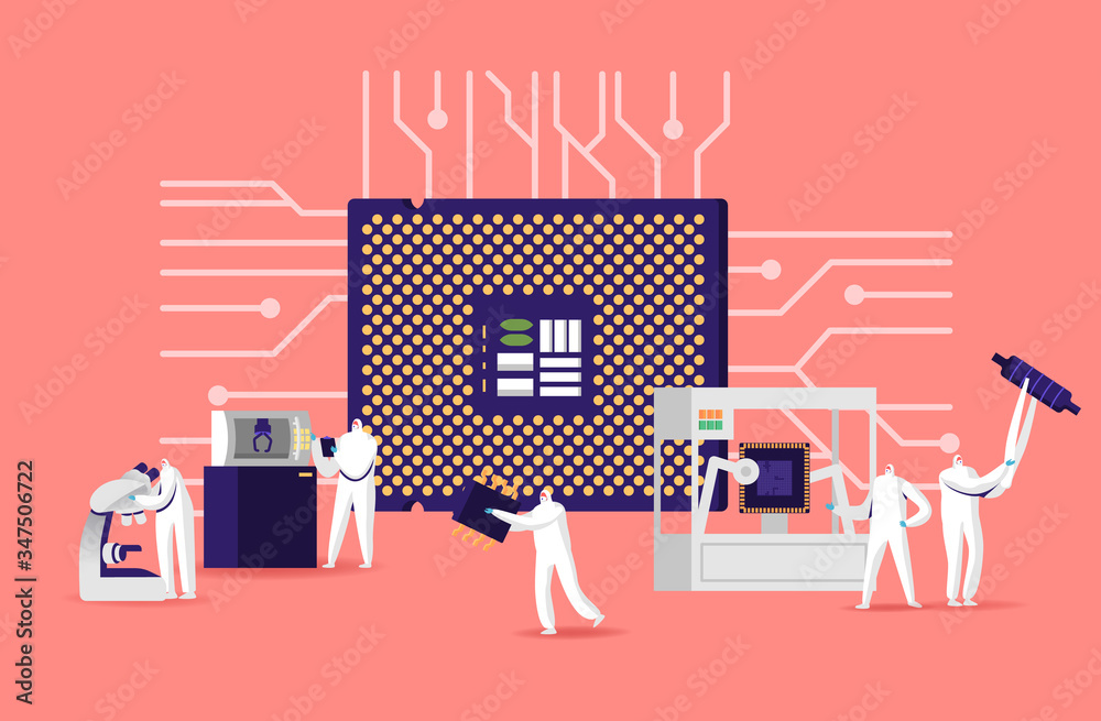 Vetor de Manufacture of Semiconductors Process. Manufacturing Facility ...