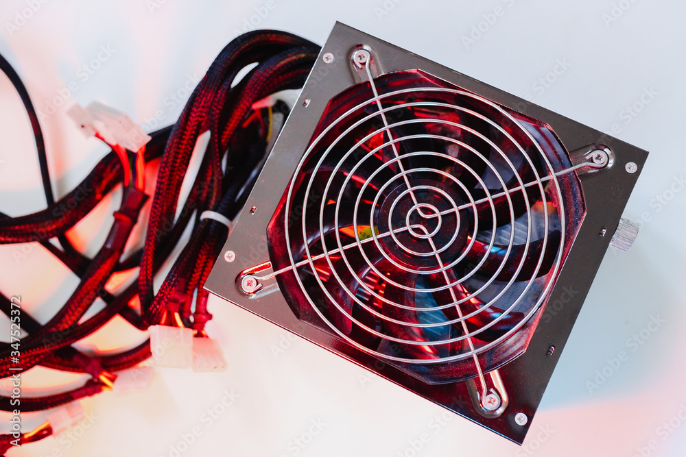 Power supply Electronics technology concept white background details ...
