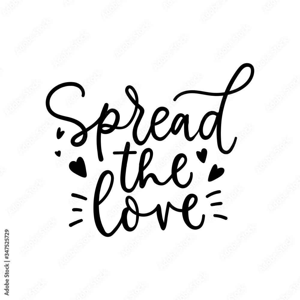 Spread the love lettering card with hearts vector illustration ...
