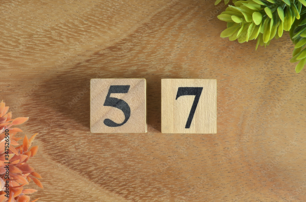 Number 57, Rating, Award, Design with number cube colorful stone in ...