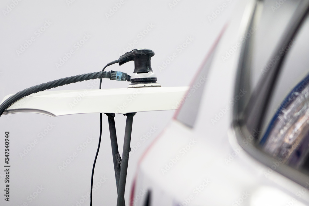 Car ready for buffing and polishing in auto repair shop Stock Photo ...
