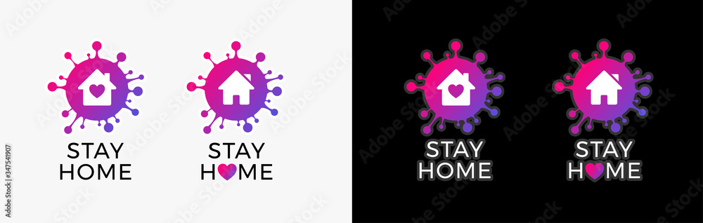 Stay home logo icon sticker for COVID-19 virus social media campaign ...