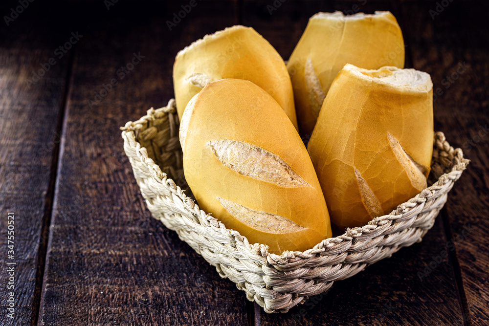 traditional "francês bread", typical of Brazil, known as cacetinho ...