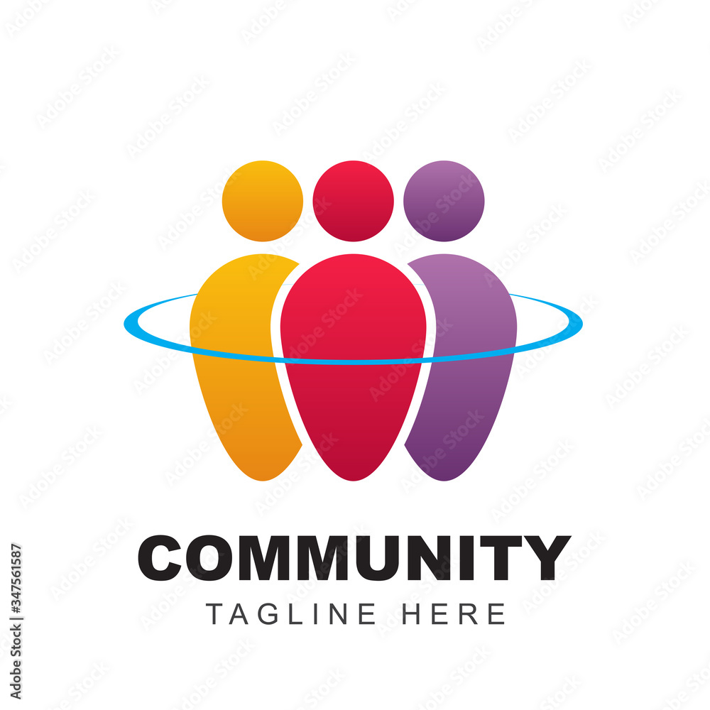 Community logo icon design with colorful people shapes. Symbol of ...