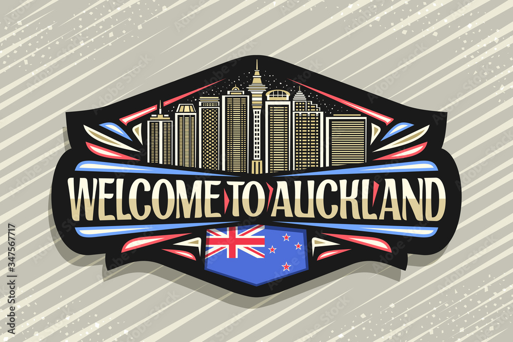 Vector logo for Auckland, black decorative sticker with line ...
