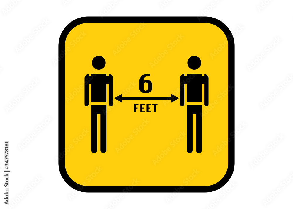 Stay 6 Feet Away Keep Your Distance Warning Sign COVID-19. Guidance on ...