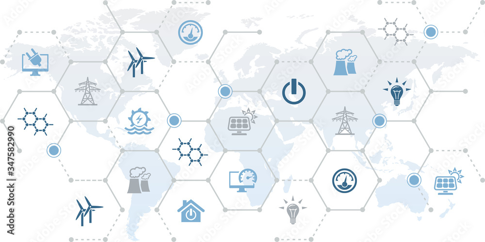 smart grid vector illustration. Concept with connected icons related to ...