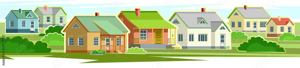 Countryside houses vector landscape. Country side village. Rural homes ...