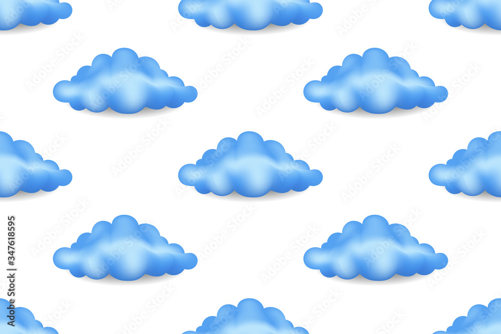 Seamless pattern realistic 3d cloud on white sky background. Nature ...