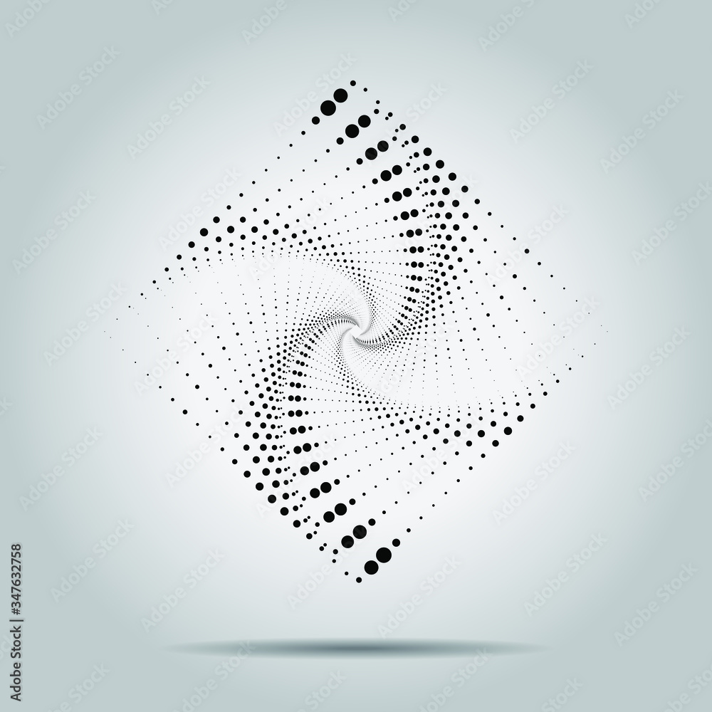 Black vector shape in square form. Halftone dots. Trendy design element ...