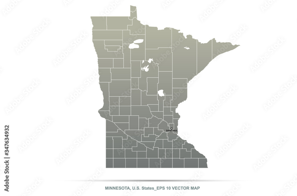 minnesota map. vector map of minnesota, U.S. States. Stock Vector ...
