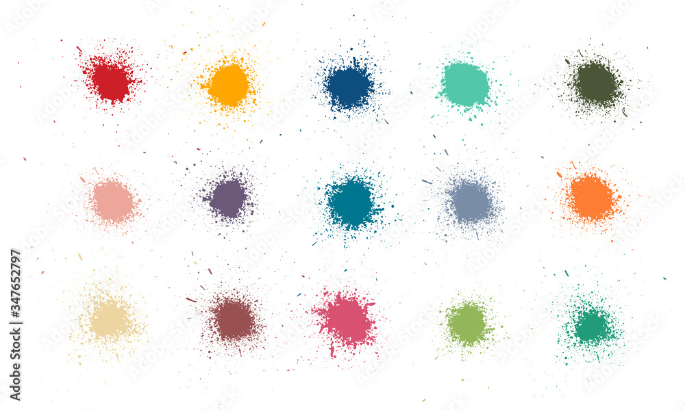 Colorful paint stains set, color splatter. High quality manually ...