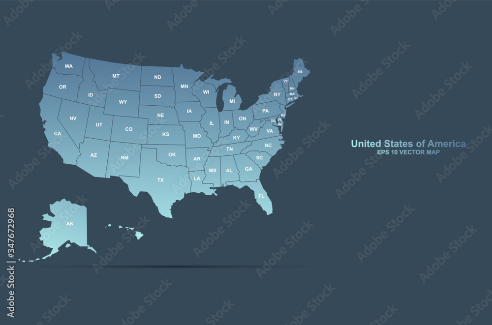 united states of america vector map. usa graphic design background map ...