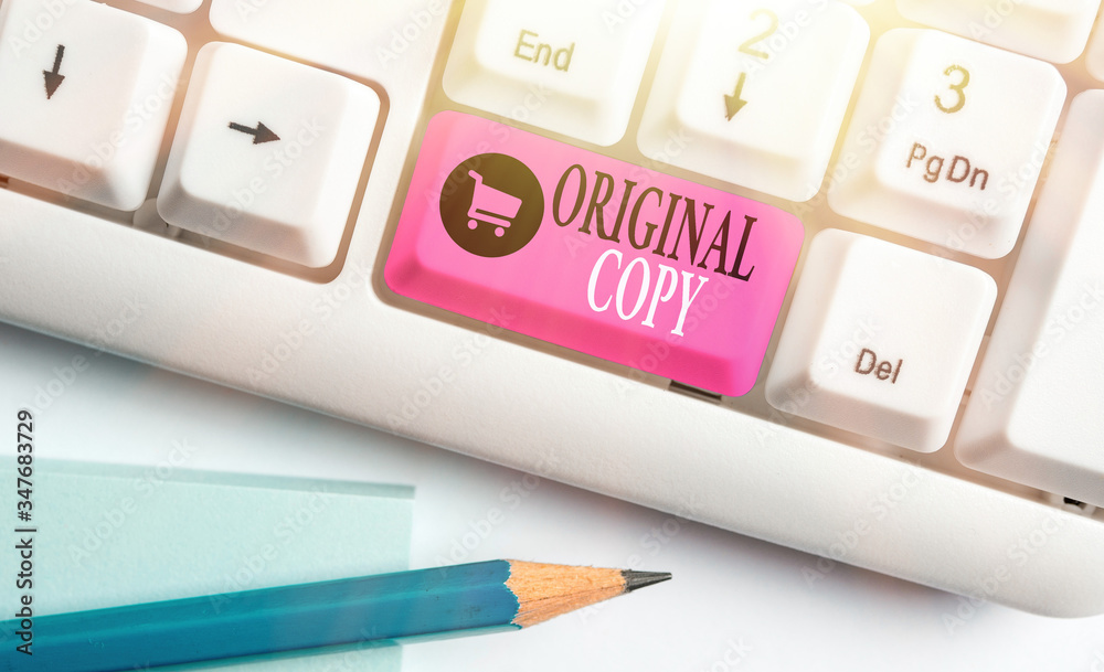 Foto de Writing note showing Original Copy. Business concept for Main ...