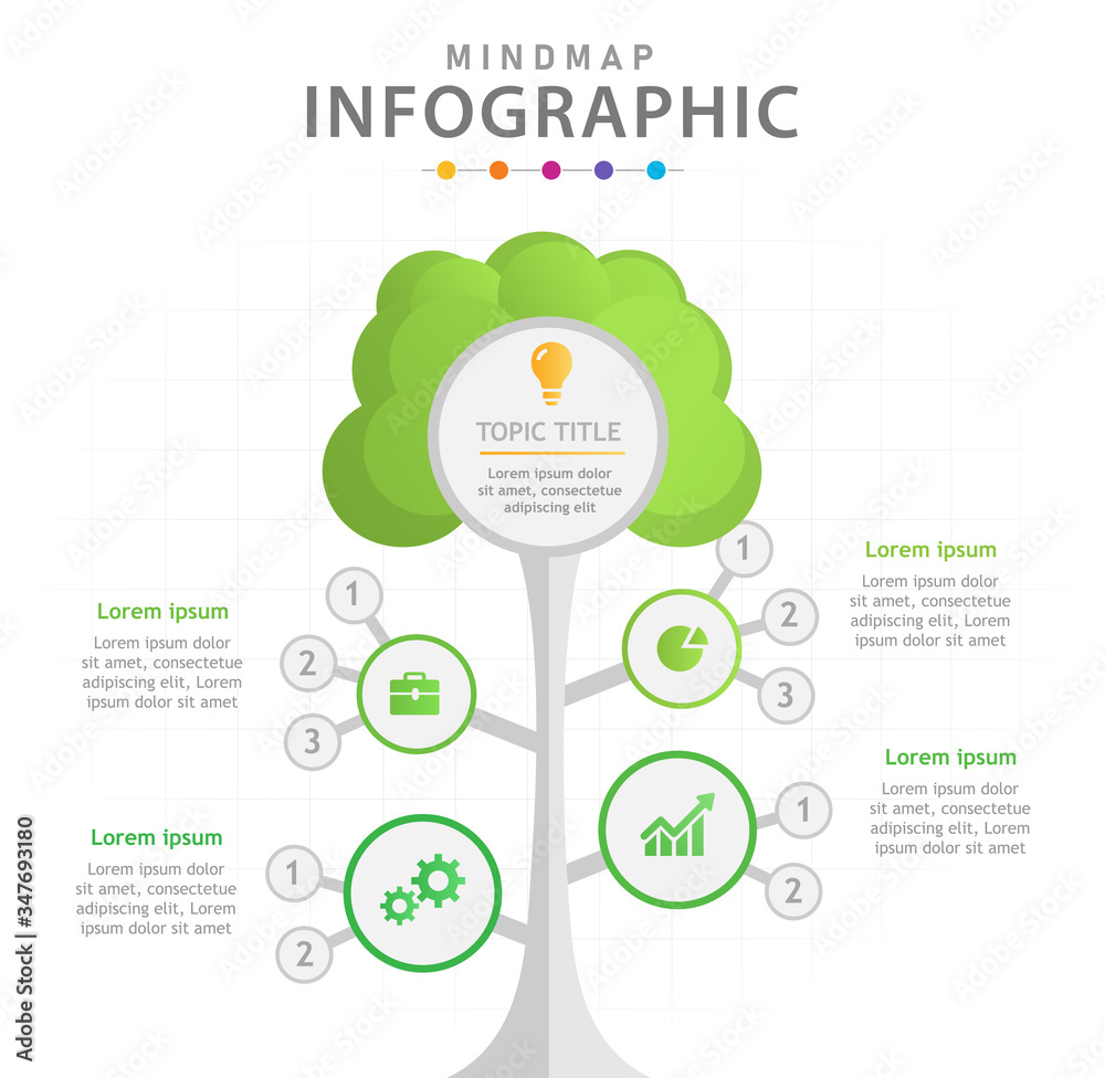Infographic template for business. 5 Steps Modern Mindmap diagram with ...