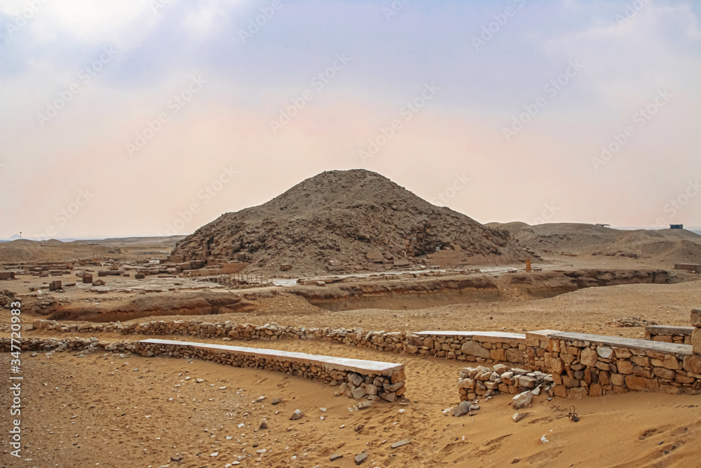 Ancient ruins near the Joseph Pyramid, the first pyramid erected in the ...