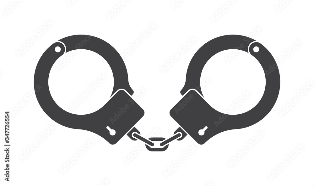 Vector black police handcuffs. Isolated on white background. เวกเตอร์ ...