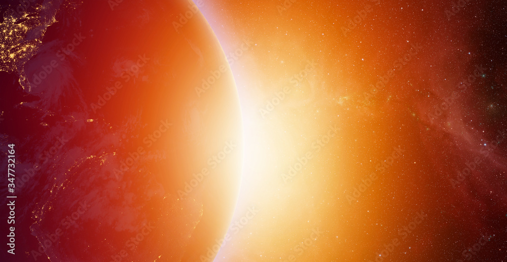 Planet Earth with a spectacular sunset "Elements of this image ...