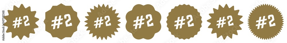 Number 2 Tag Gold | No 2 Icon | Sticker | Label | Variations Stock ...