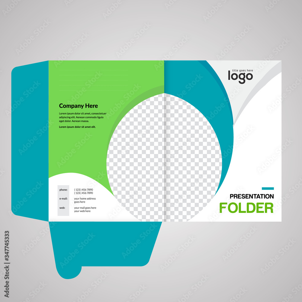 Vetor de Green Color Bi fold Presentation Folder Vector Design Template ...