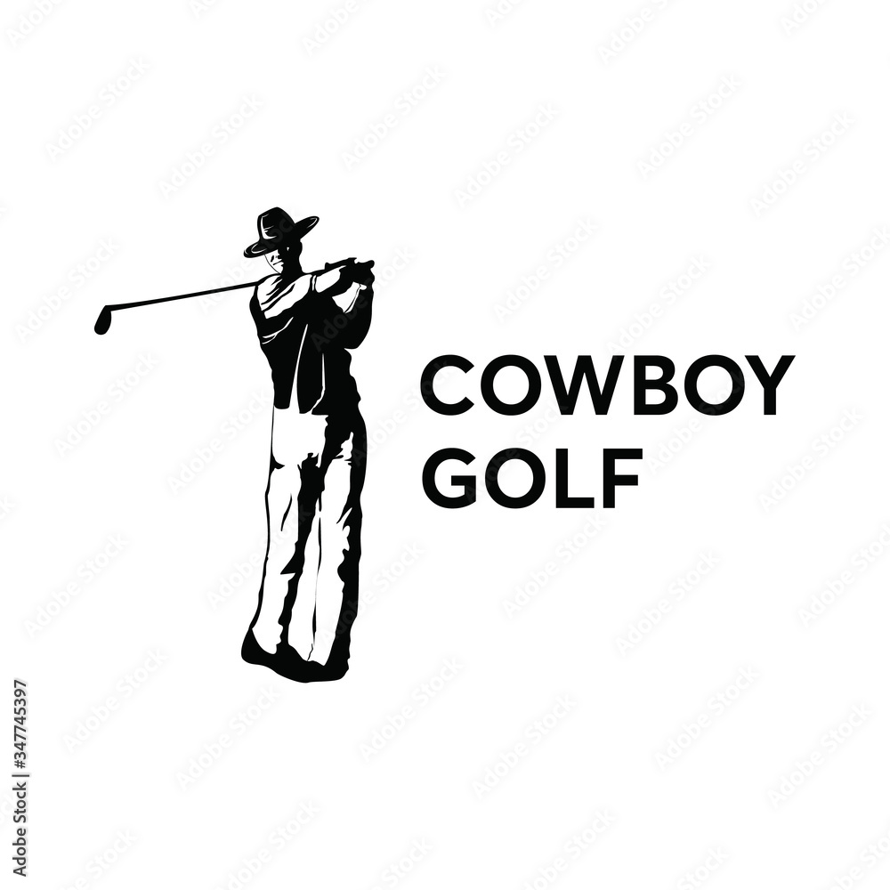 Vecteur Stock Mascot icon illustration of a cowboy golfer wearing a hat ...