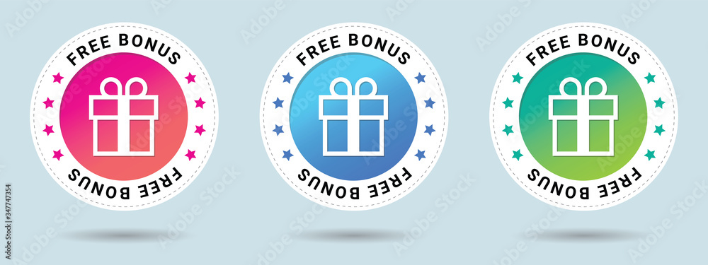 Free Bonus stamp vector illustration. Vector certificate icon. Set of 3 ...
