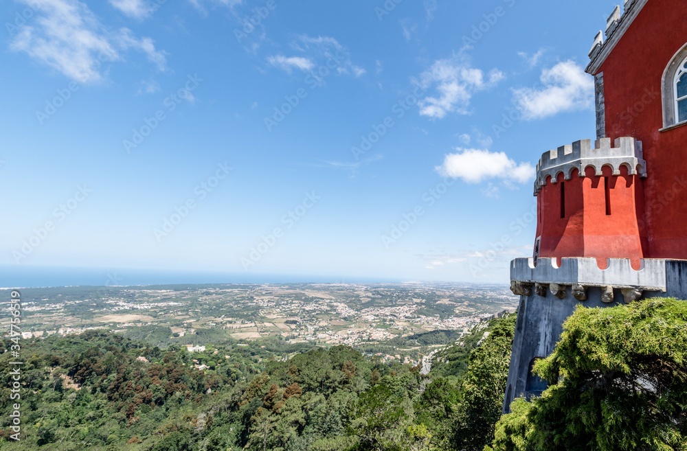 beautiful red castle Pena Palace romanticist castle in sao pedro de ...