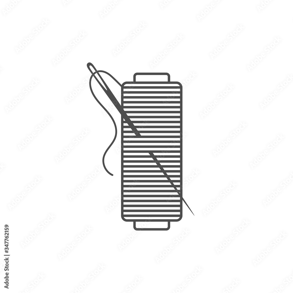 Needle and spool silhouette icon vector illustration. Black bobbin ...