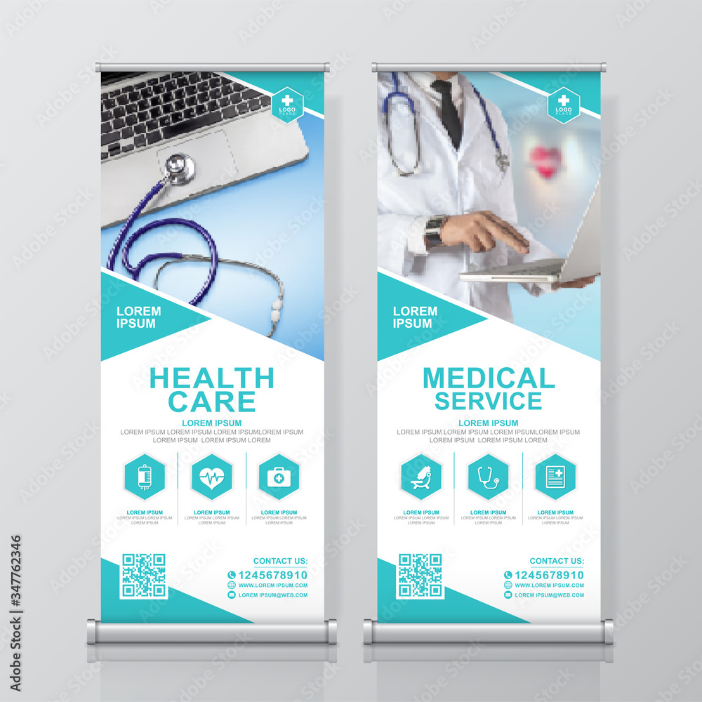 Healthcare and medical roll up design, standee banner template for ...