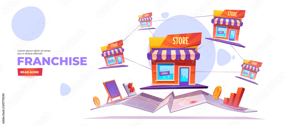 Franchise banner. Franchising business branch expansion. Small ...