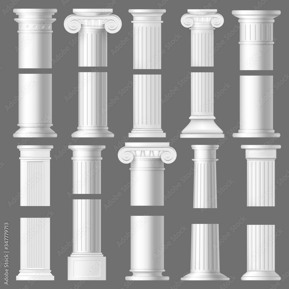 Column pillar realistic mockups of antique Roman and Greek architecture ...