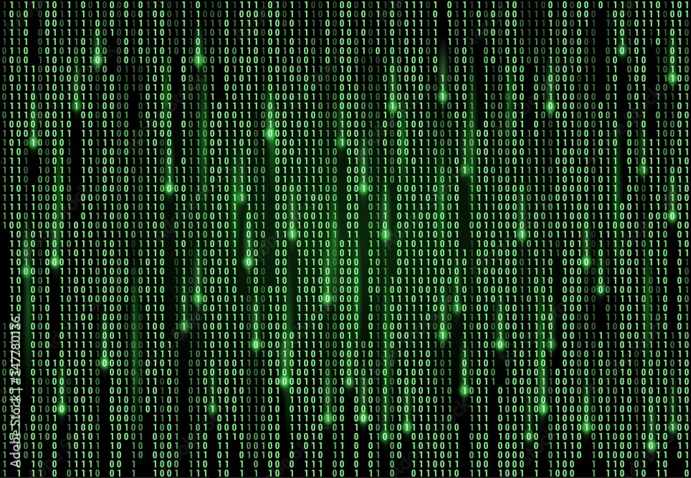 Binary code matrix vector background of computer data and digital ...