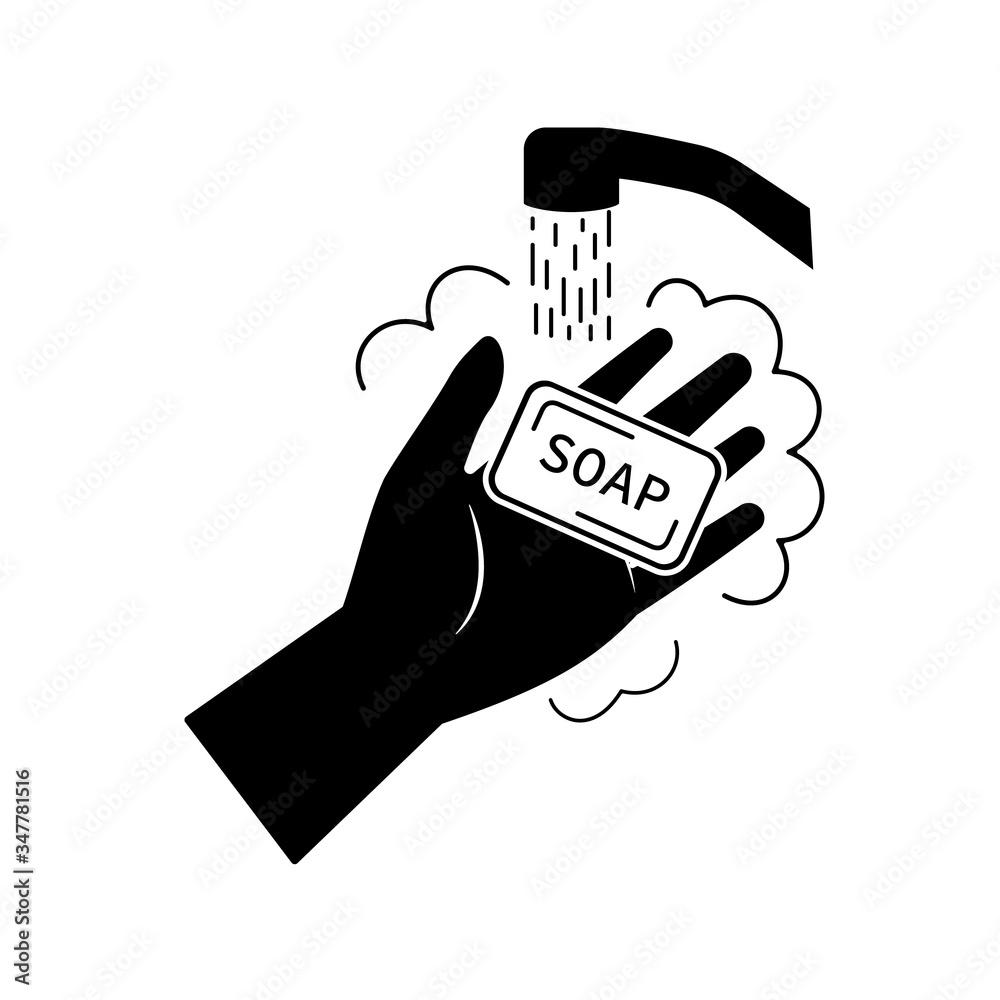 Hash your hands soap symbol. Hand hygiene from bacteria and virus ...