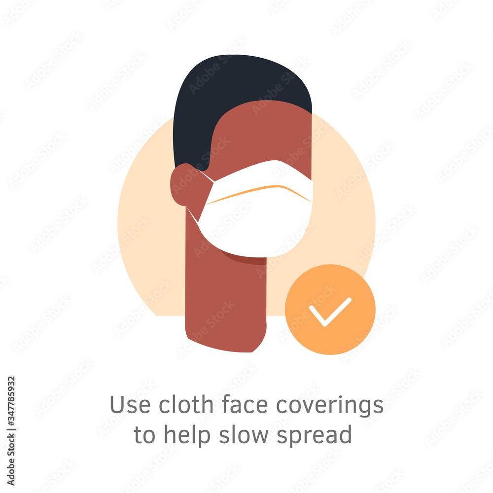 Man with face mask medical vector illustration of black skin male ...