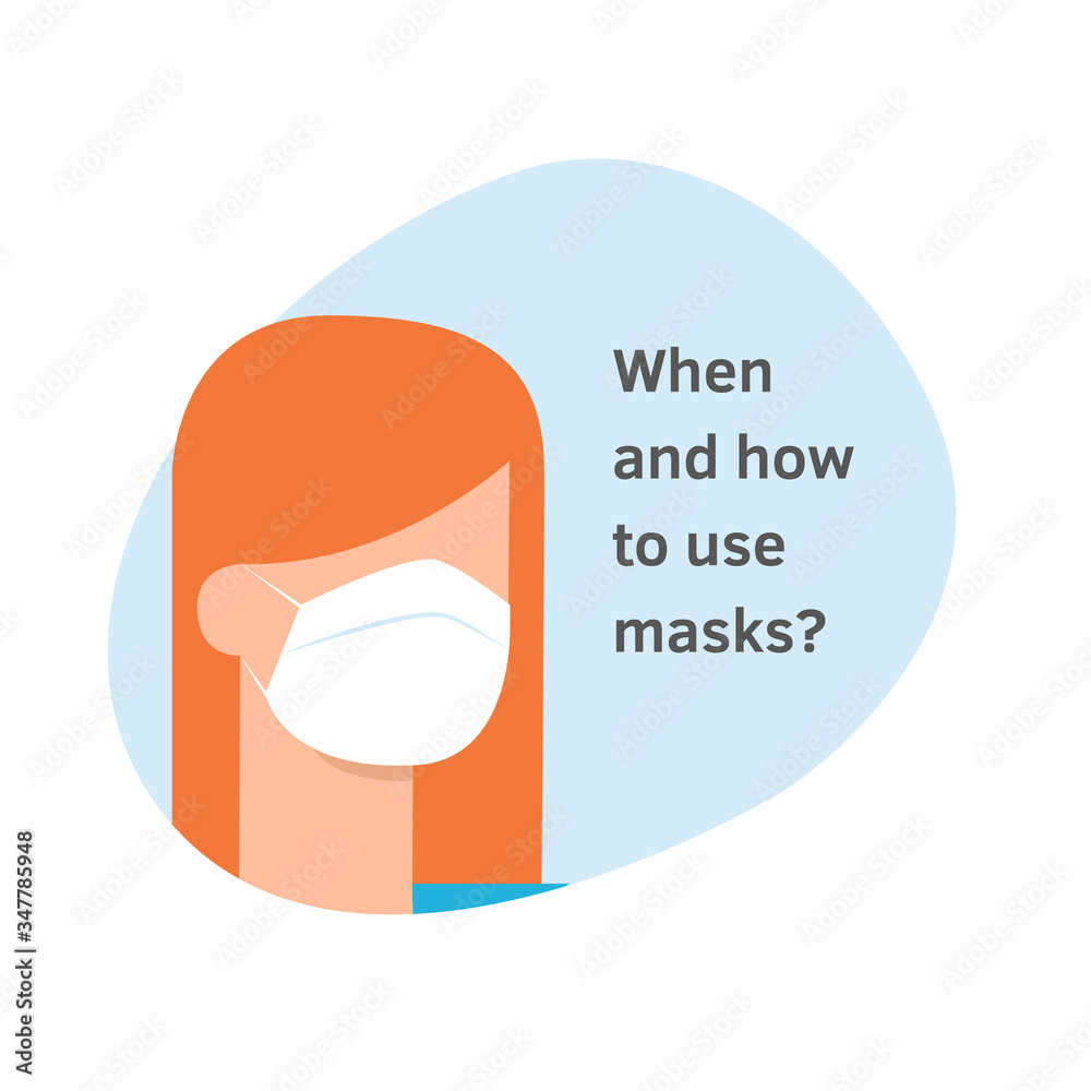 People with face mask medical vector illustration of man and woman wear ...