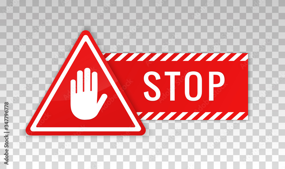 Stop sign. Hand icon. Warning symbol. Signal stop restricted sign. Halt ...
