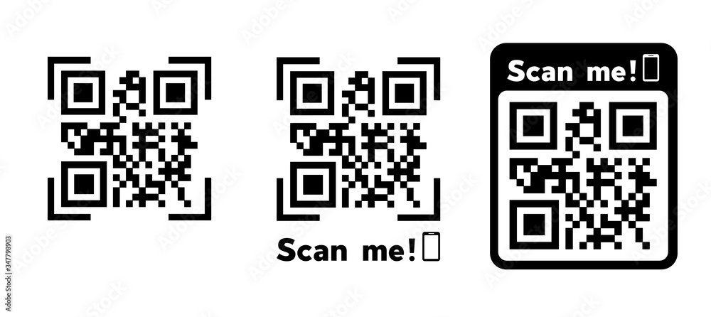 QR code and text scan me, vector icon on white background. Stock Vector ...