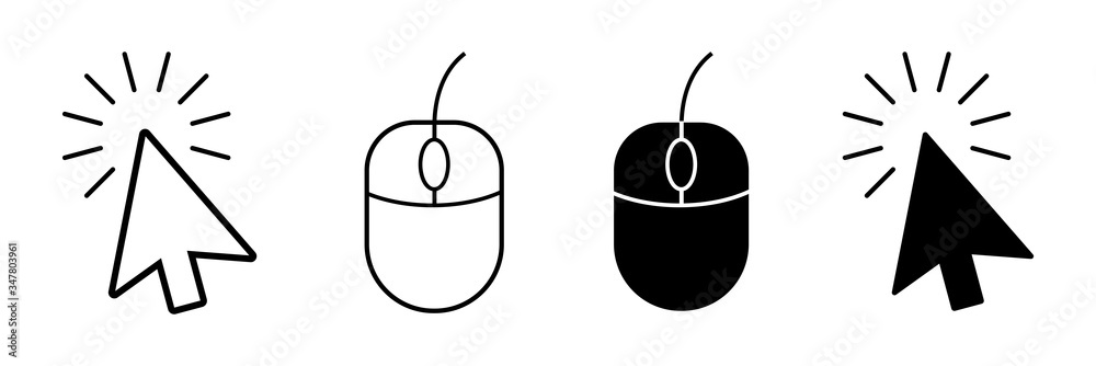 Click line icons in flat style.Click mouse.The mouse. Clicks cursor ...