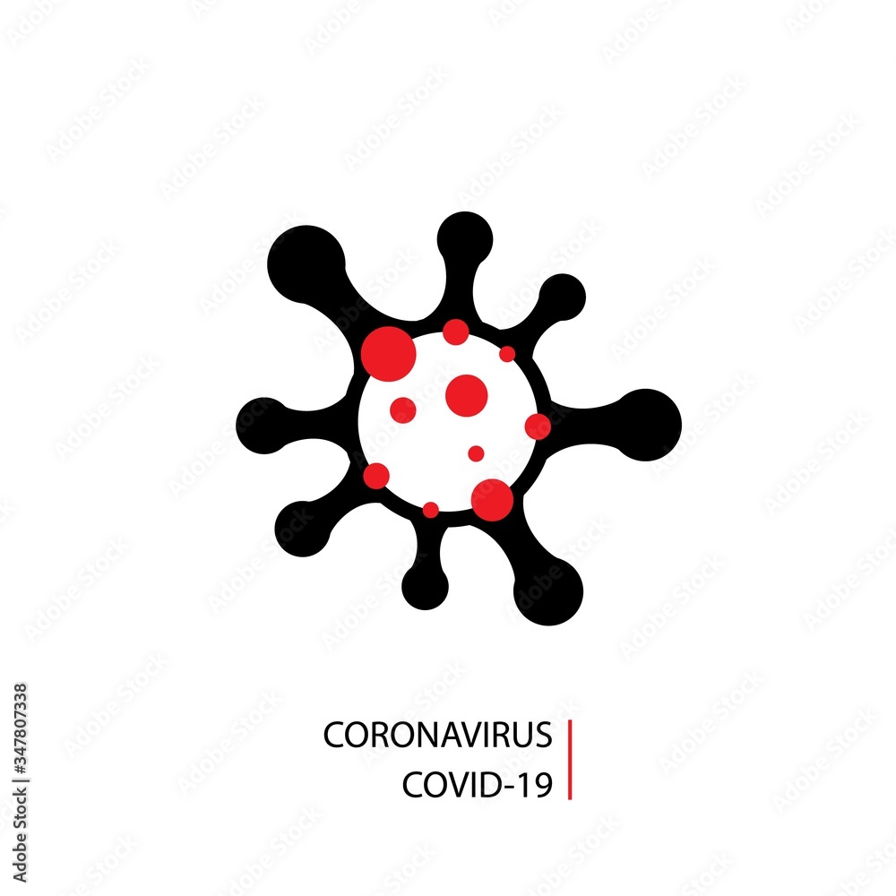 virus or bacteria microbe icon coronavirus COVID-19 with molecule shape ...